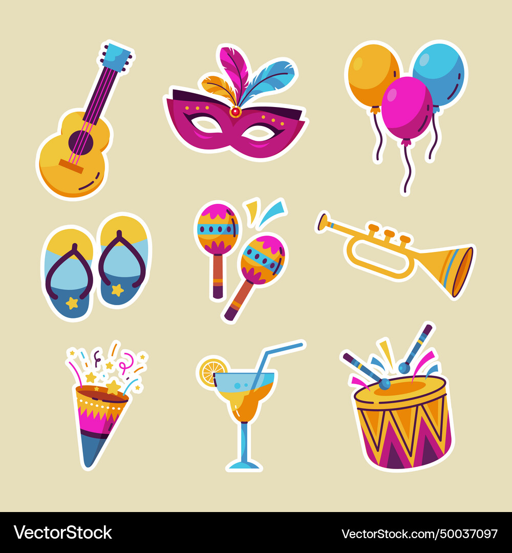 Elements set brazilian carnival celebration Vector Image