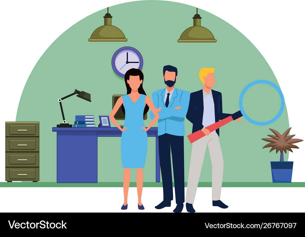Executive business workers with tools Royalty Free Vector