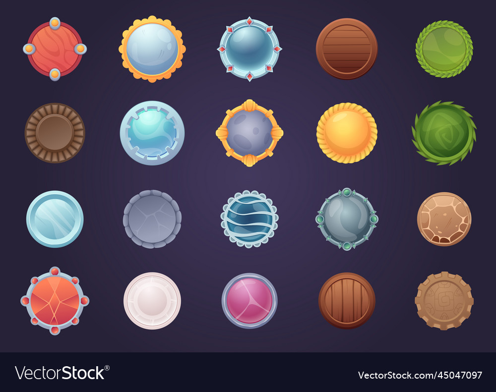 Game circle buttons interface elements for web Vector Image