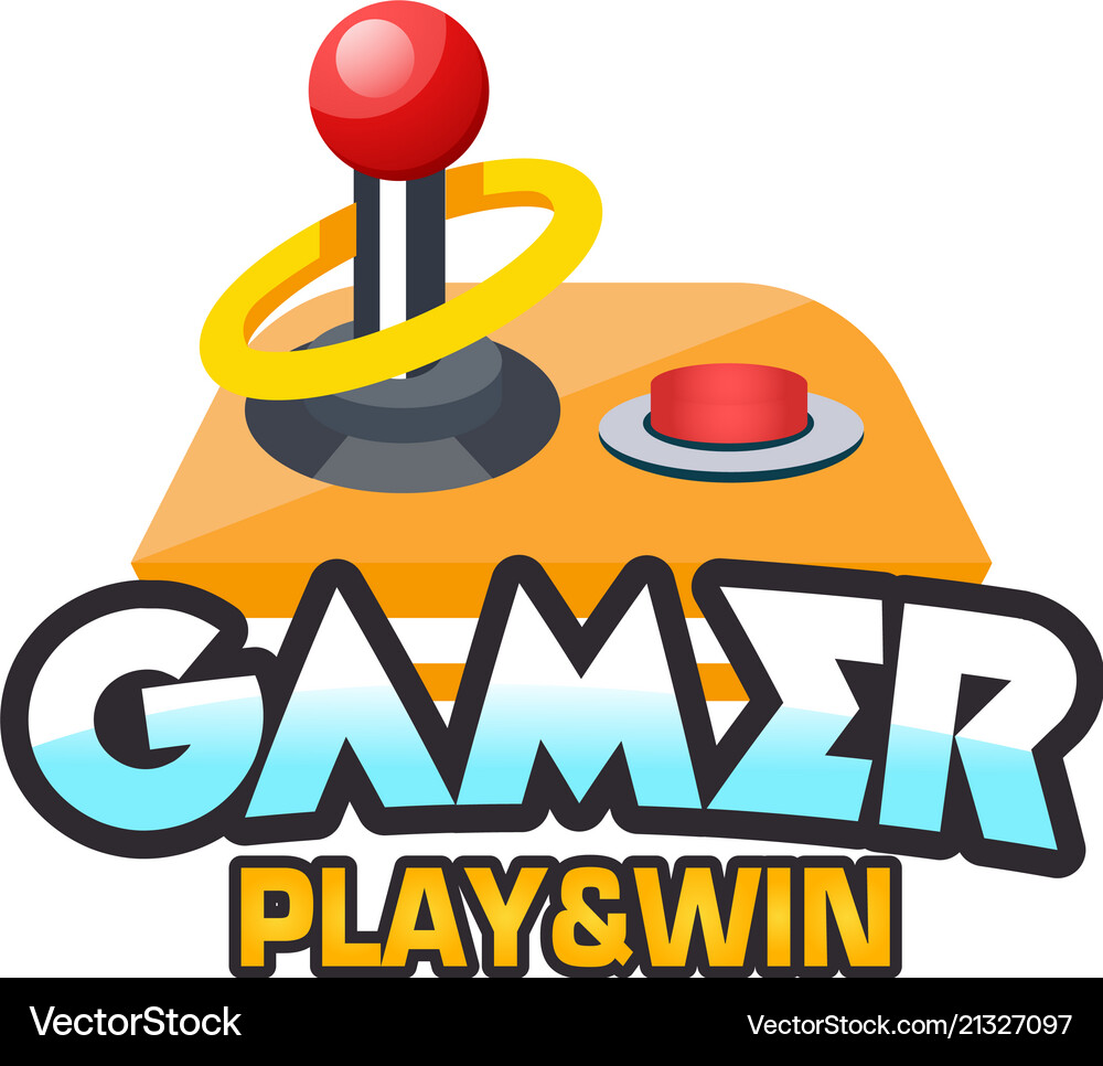 Gamer play win retro joystick background Vector Image