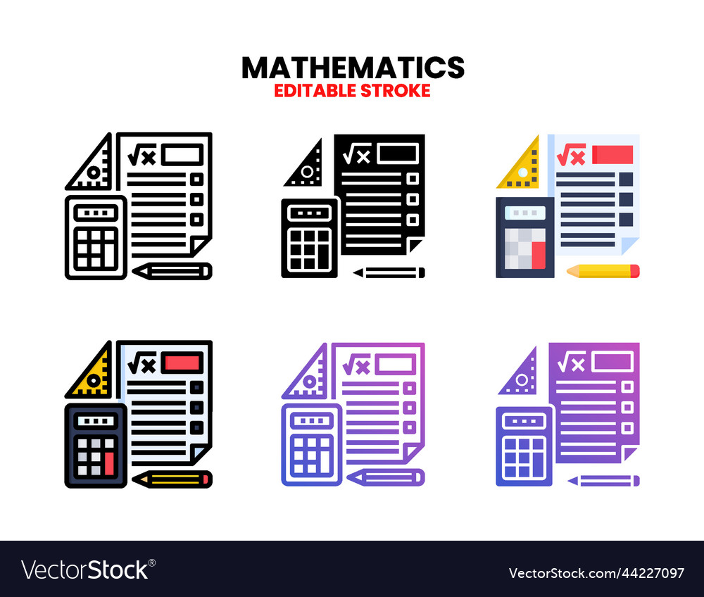 Mathematics icon set with different styles Vector Image Mathematics icon set with different styles Vector Image