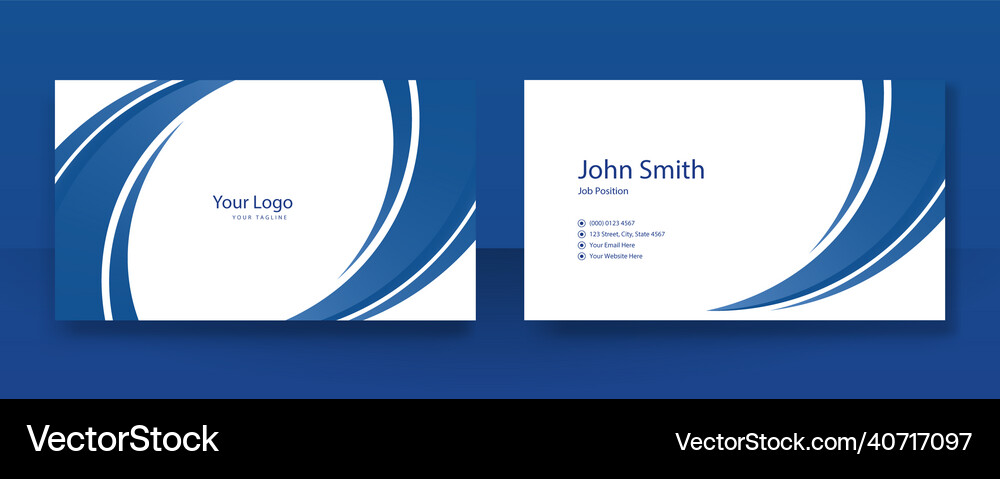 Modern blue business card design template Vector Image