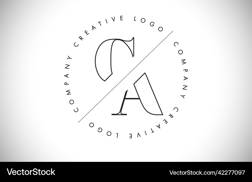 Outline ca c a letter logo with cut Royalty Free Vector