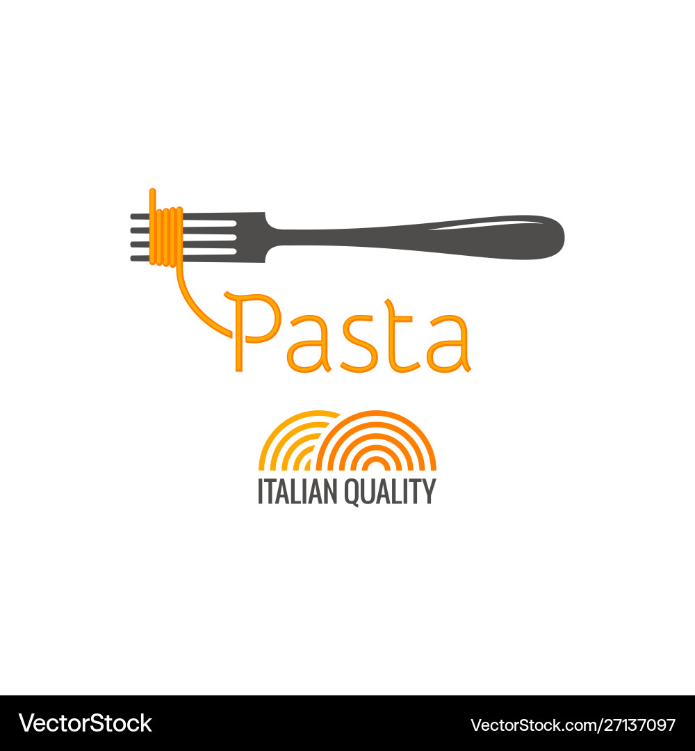 Pasta on fork italian pasta logo on white Vector Image