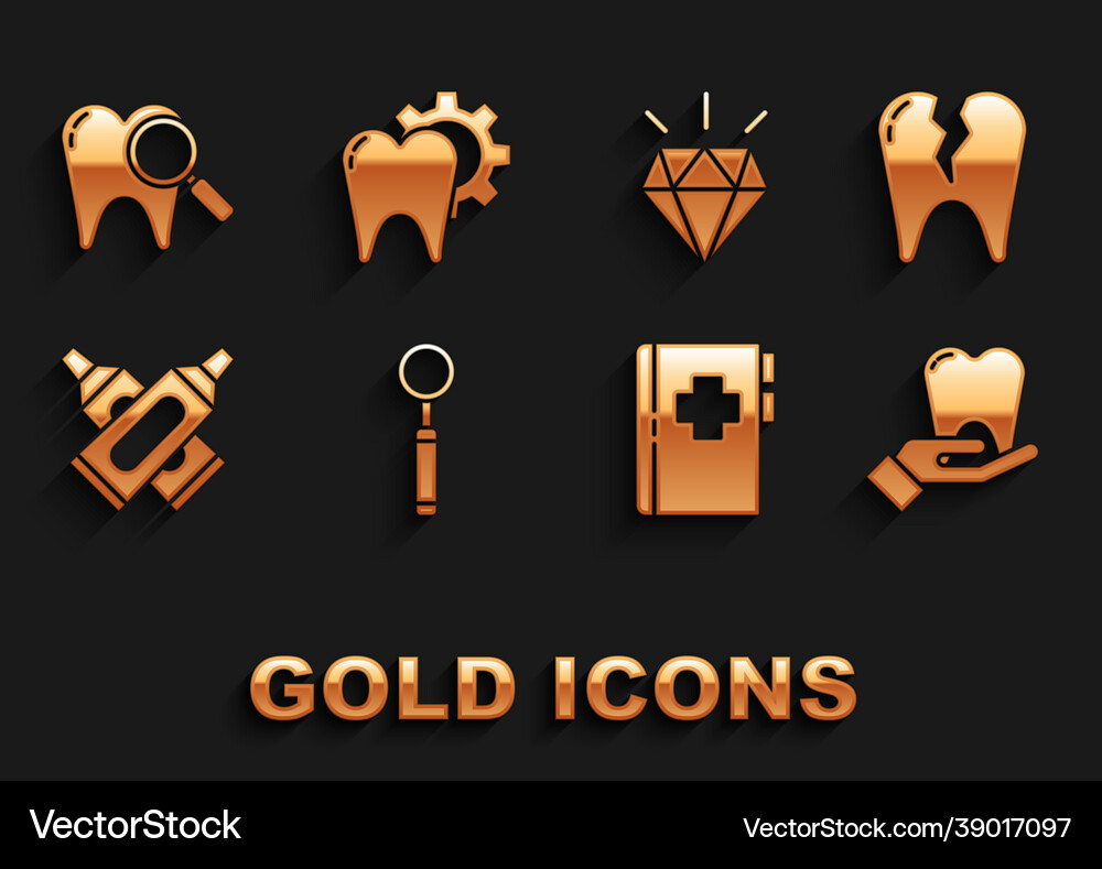 Set dental inspection mirror broken tooth tooth Vector Image