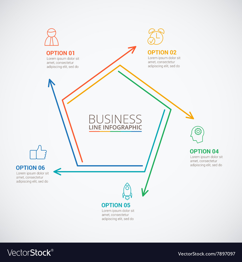 Thin line flat pentagon for infographic Royalty Free Vector Thin line flat pentagon for infographic Royalty Free Vector