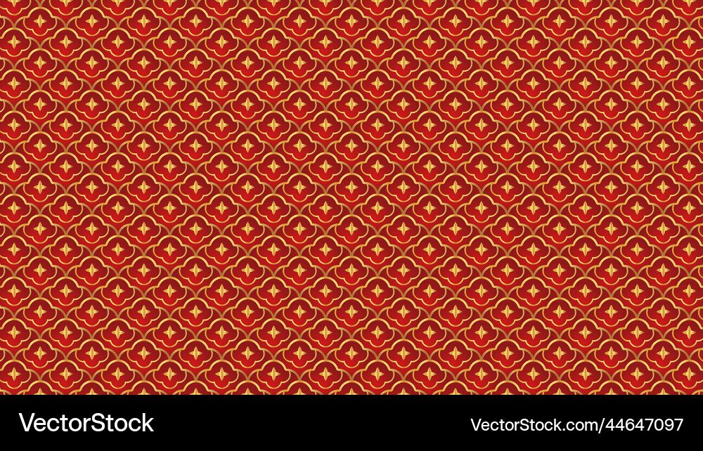 Traditional chinese pattern red golden asian Vector Image