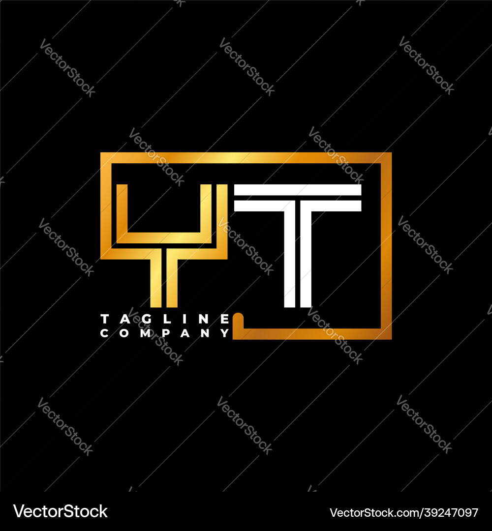 Yt letter golden shape line Royalty Free Vector Image
