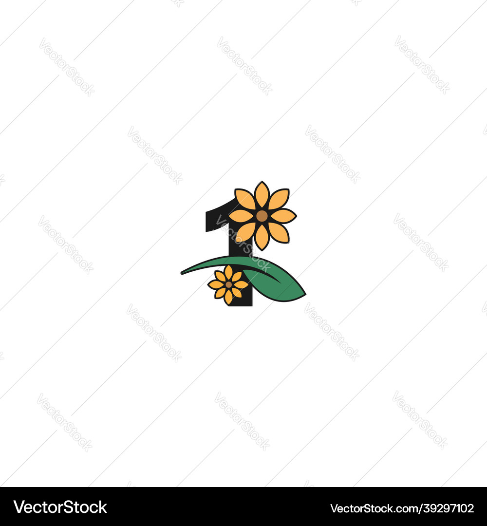 A number with flowers icon logo design Royalty Free Vector