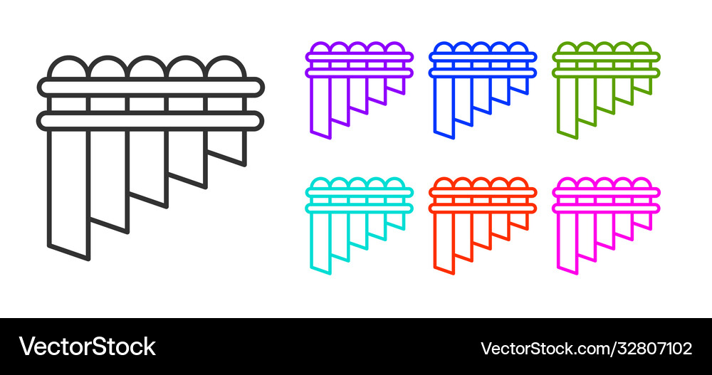 Black line pan flute icon isolated on white Vector Image
