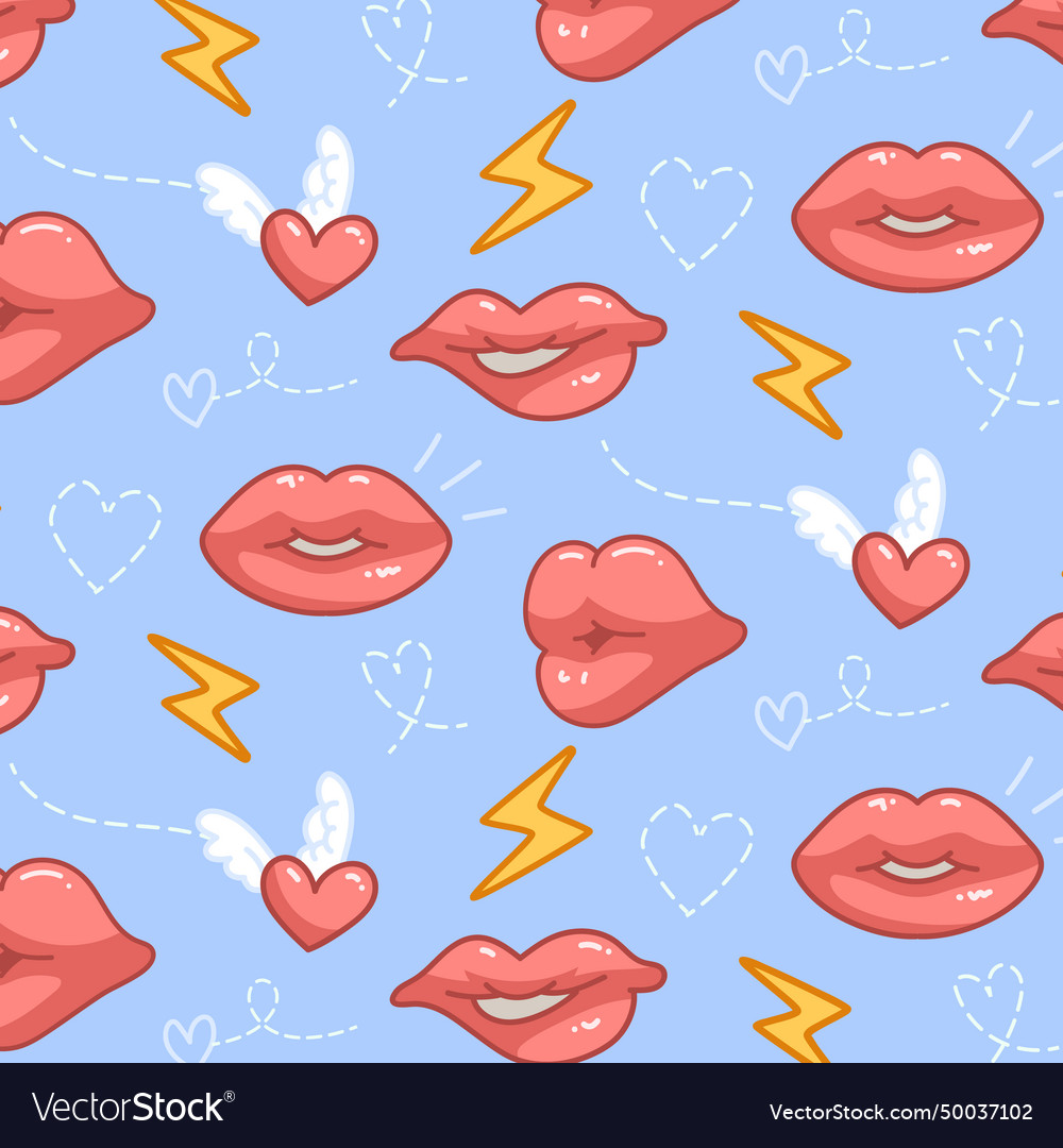 Lips pattern background isolated on white Vector Image