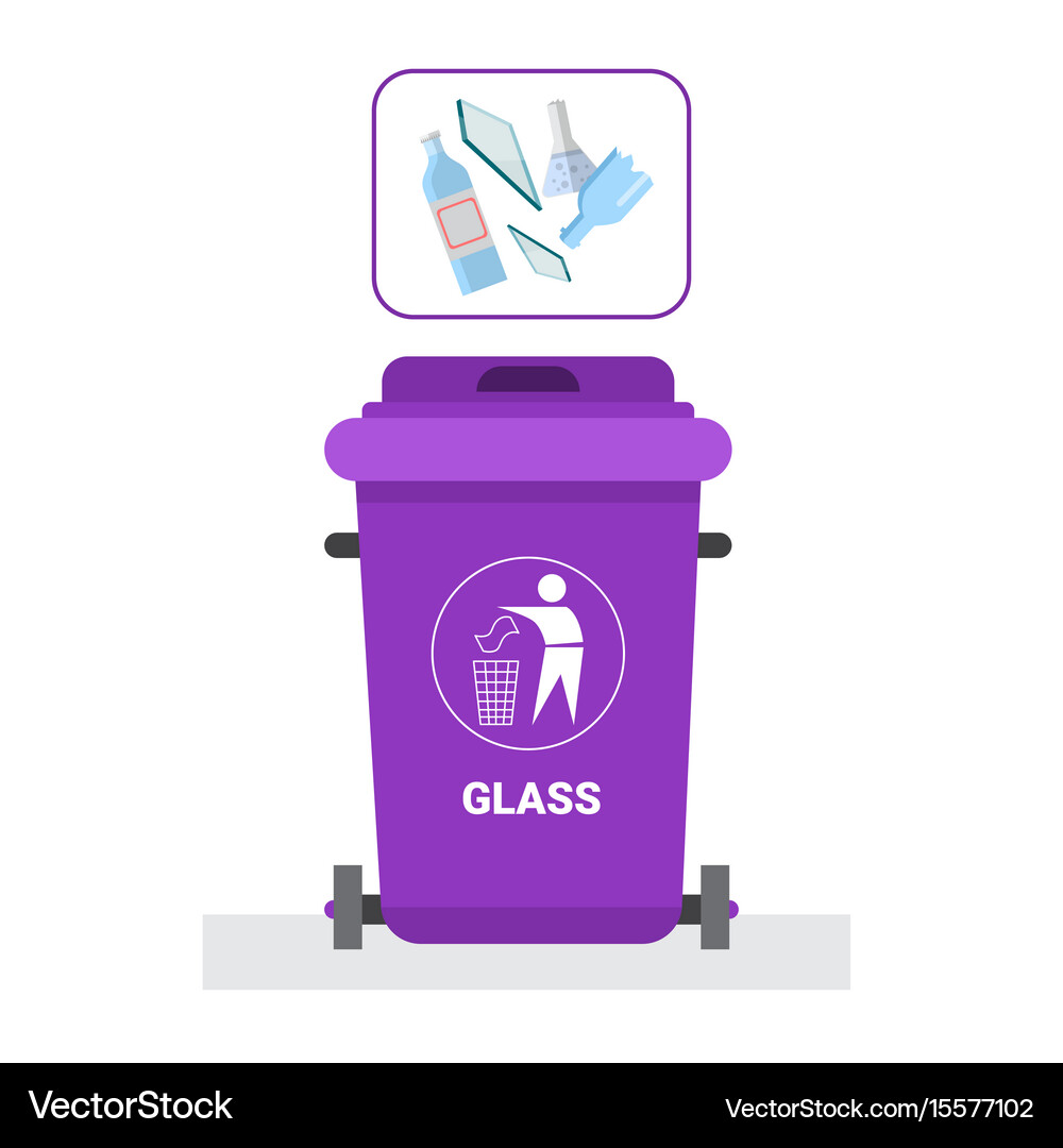 Rubbish container for glass waste icon recycle Vector Image