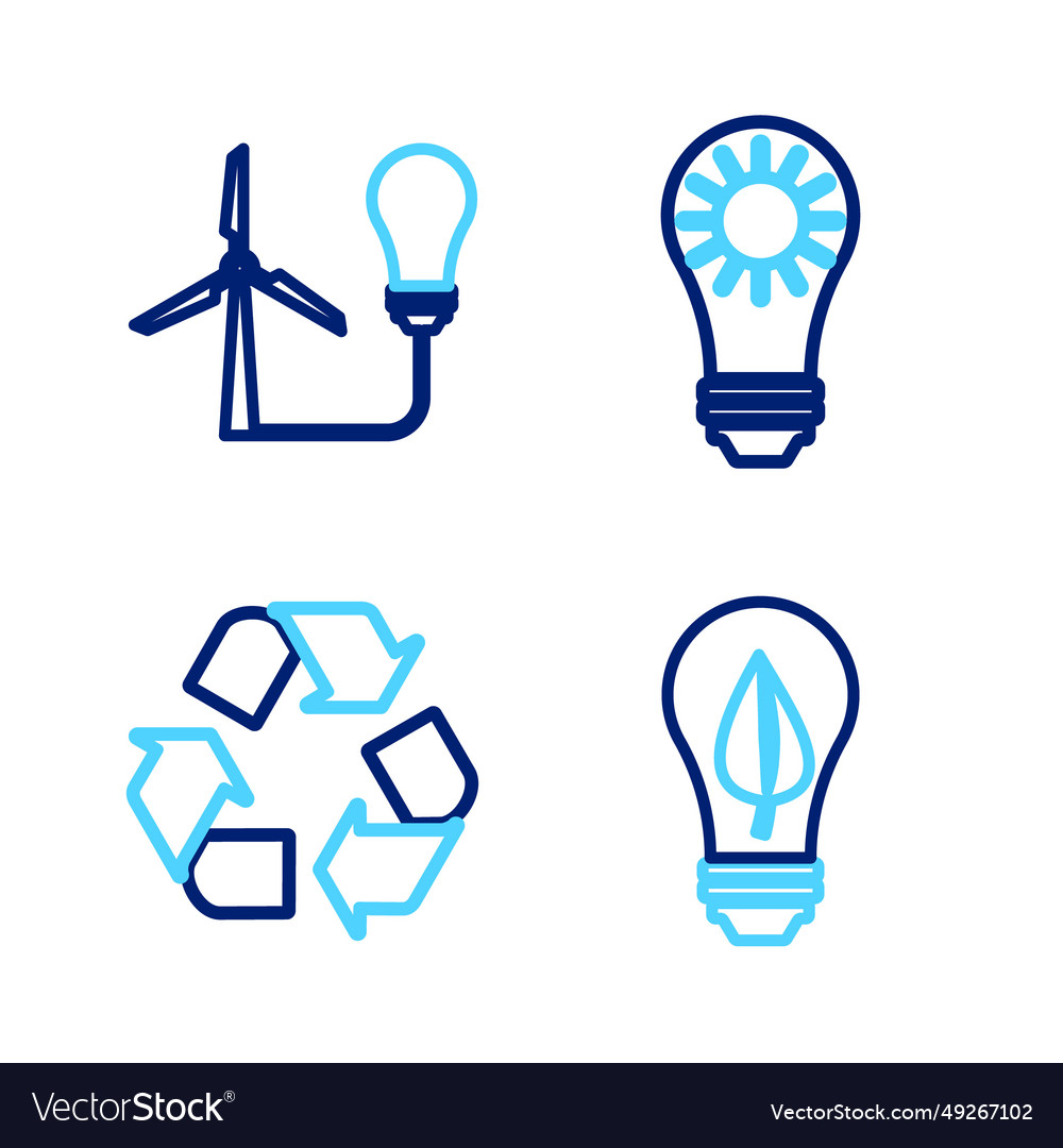Set line light bulb with leaf recycle symbol Vector Image Set line light bulb with leaf recycle symbol Vector Image