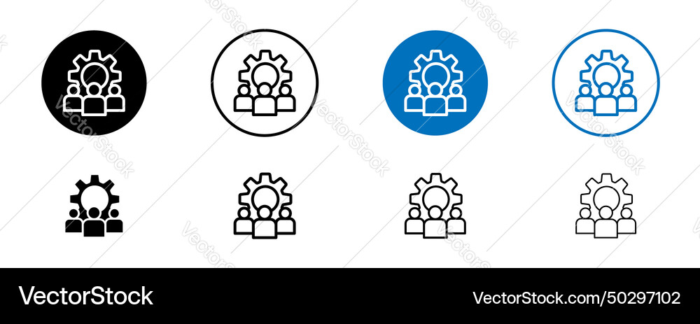 Teamwork icon set organization work gear logo Vector Image