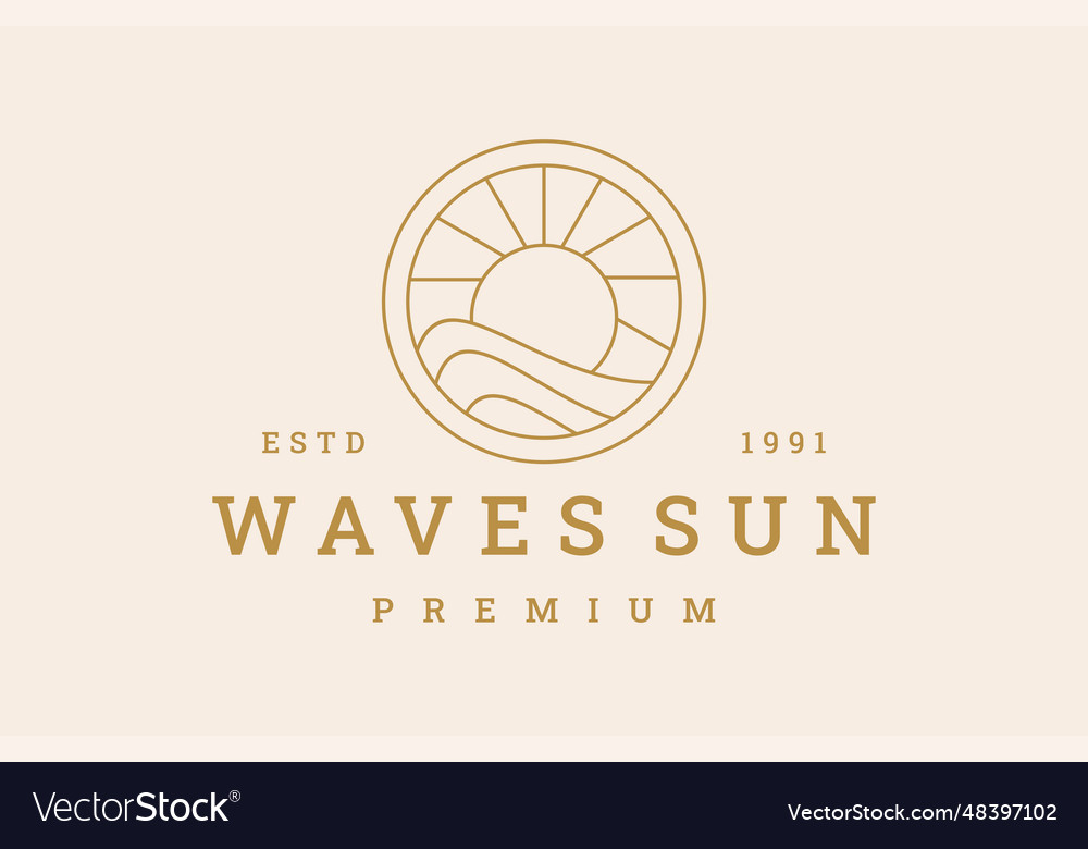 Waves sun Royalty Free Vector Image - VectorStock
