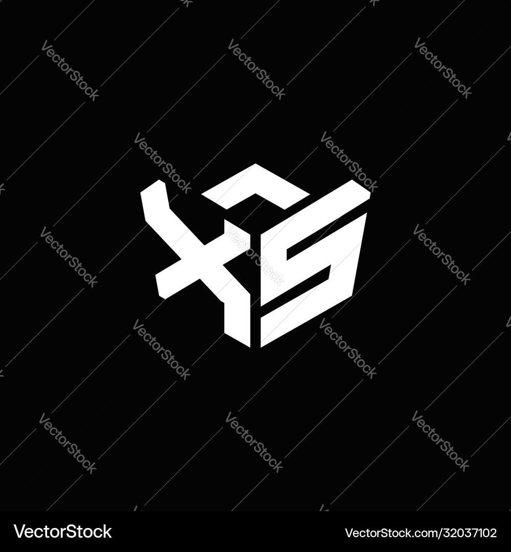 Xs logo monogram with emblem style ribbon design Vector Image