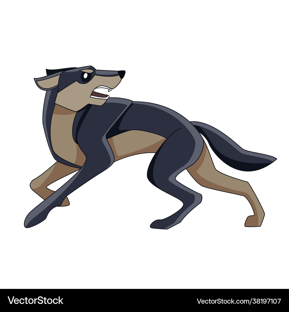 Black wolf runs away from danger cartoon Vector Image