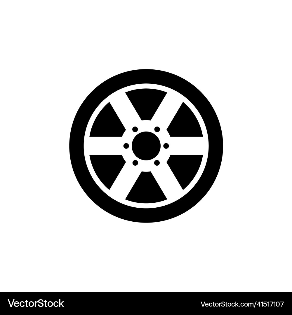 Car wheel icon flat in black on white background Vector Image