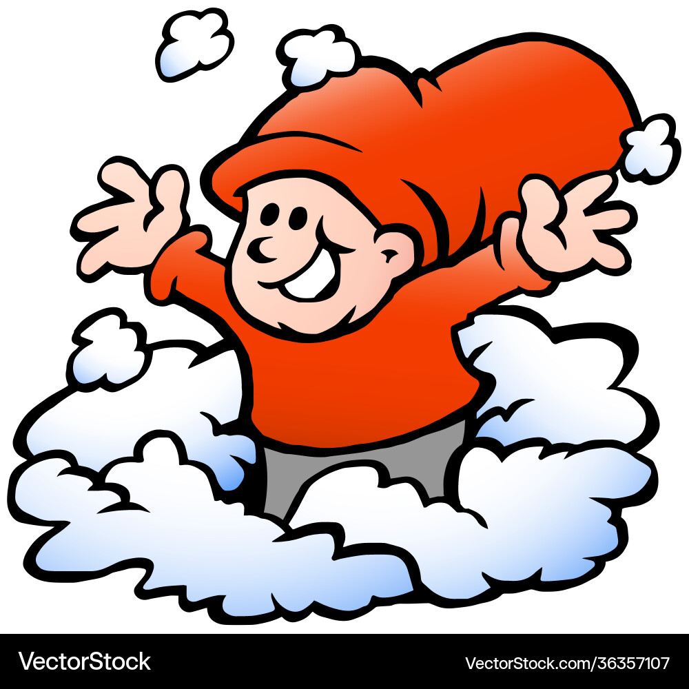 Cartoon an happy elf in snow Royalty Free Vector Image