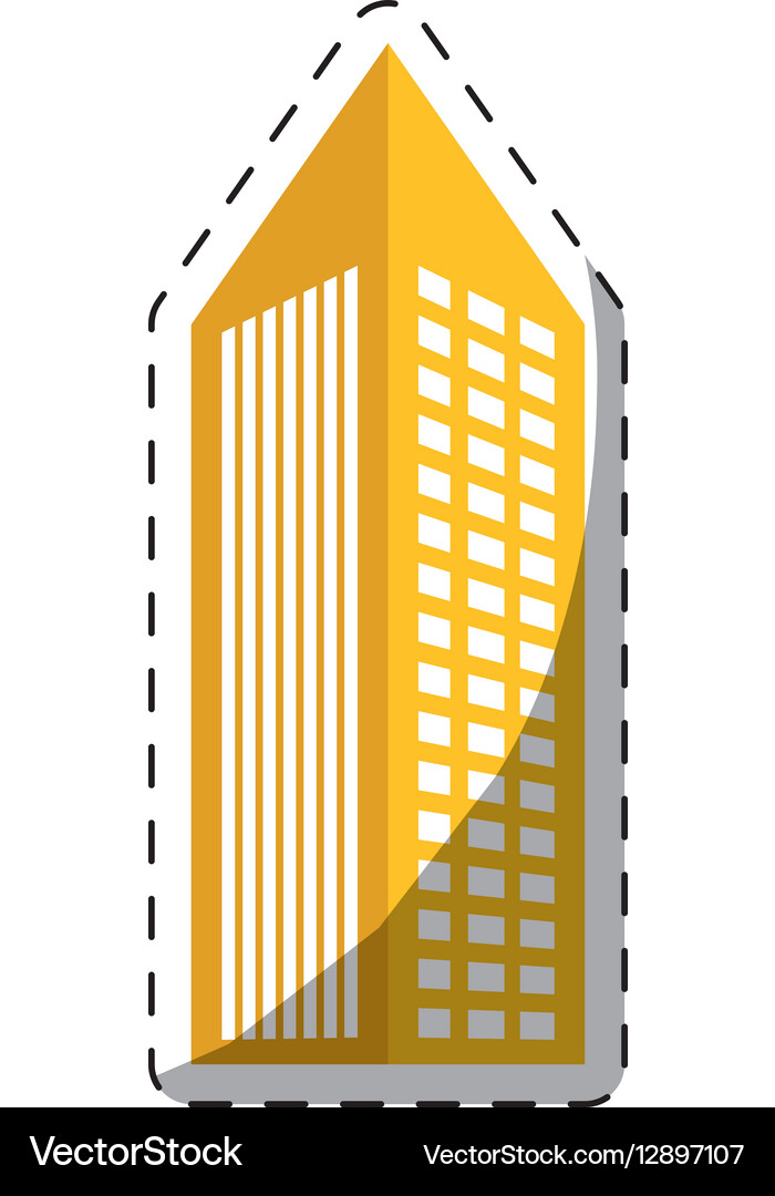Colorful building with pointed top icon Royalty Free Vector