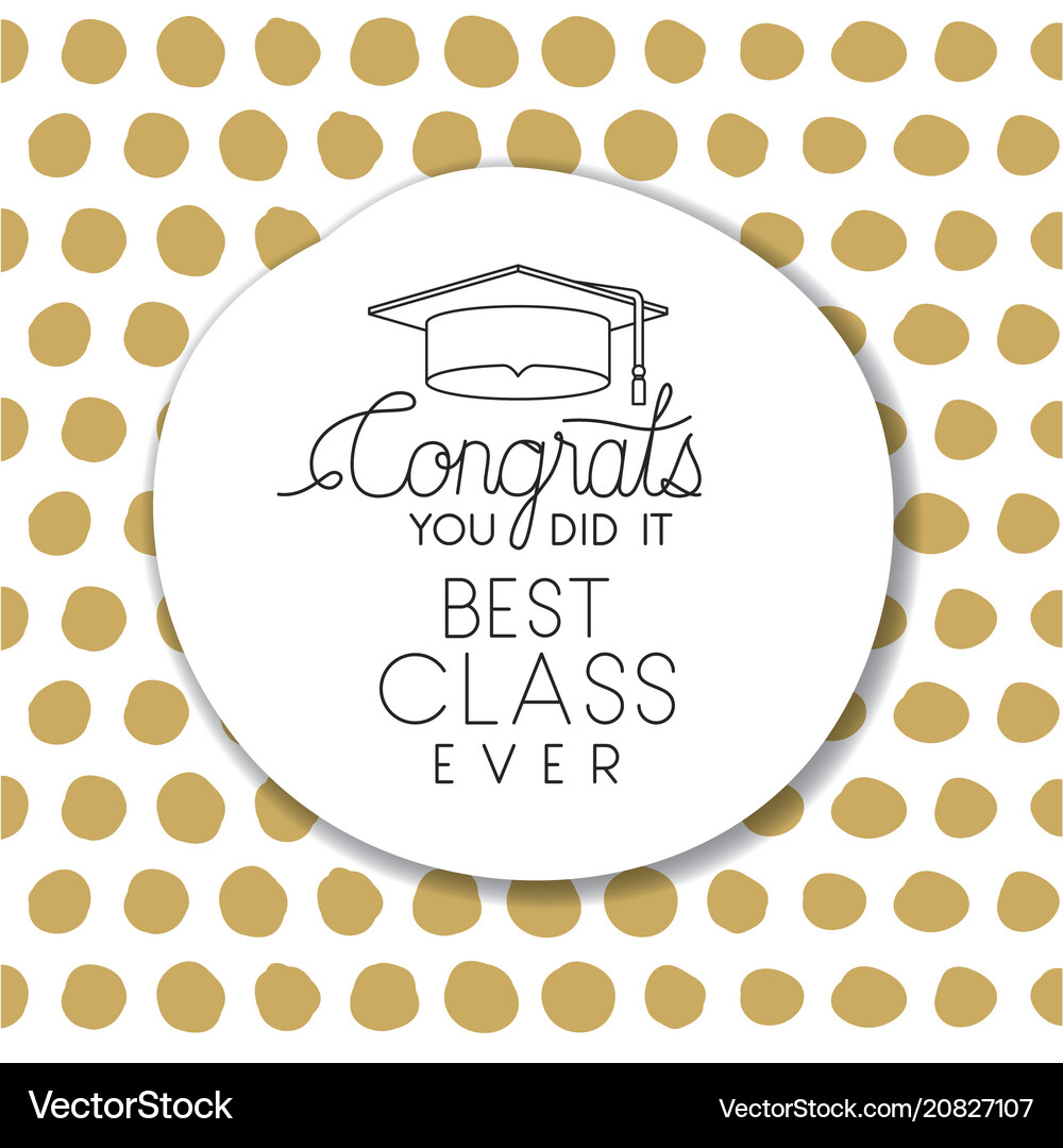 Graduating lettering card with hat graduation Vector Image