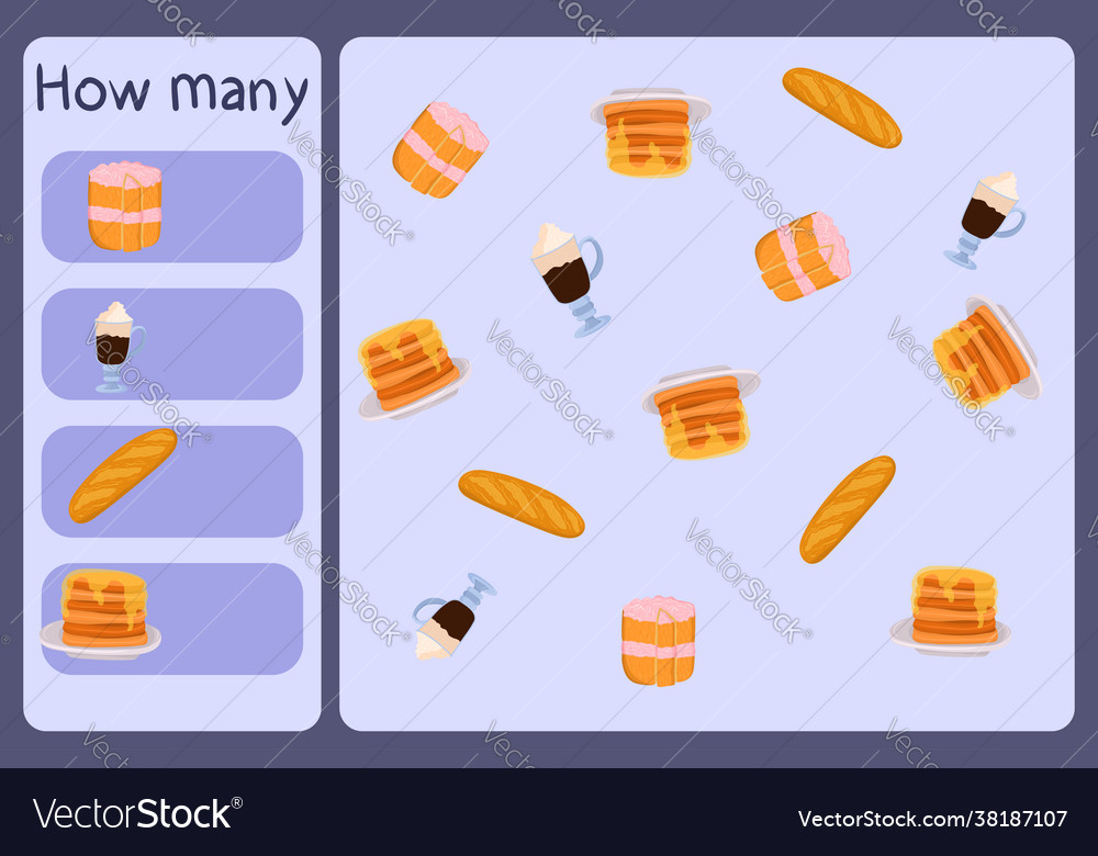 Kids mathematical mini game - count how many foods