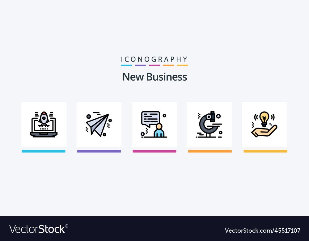 New business line filled 5 icon pack including Vector Image
