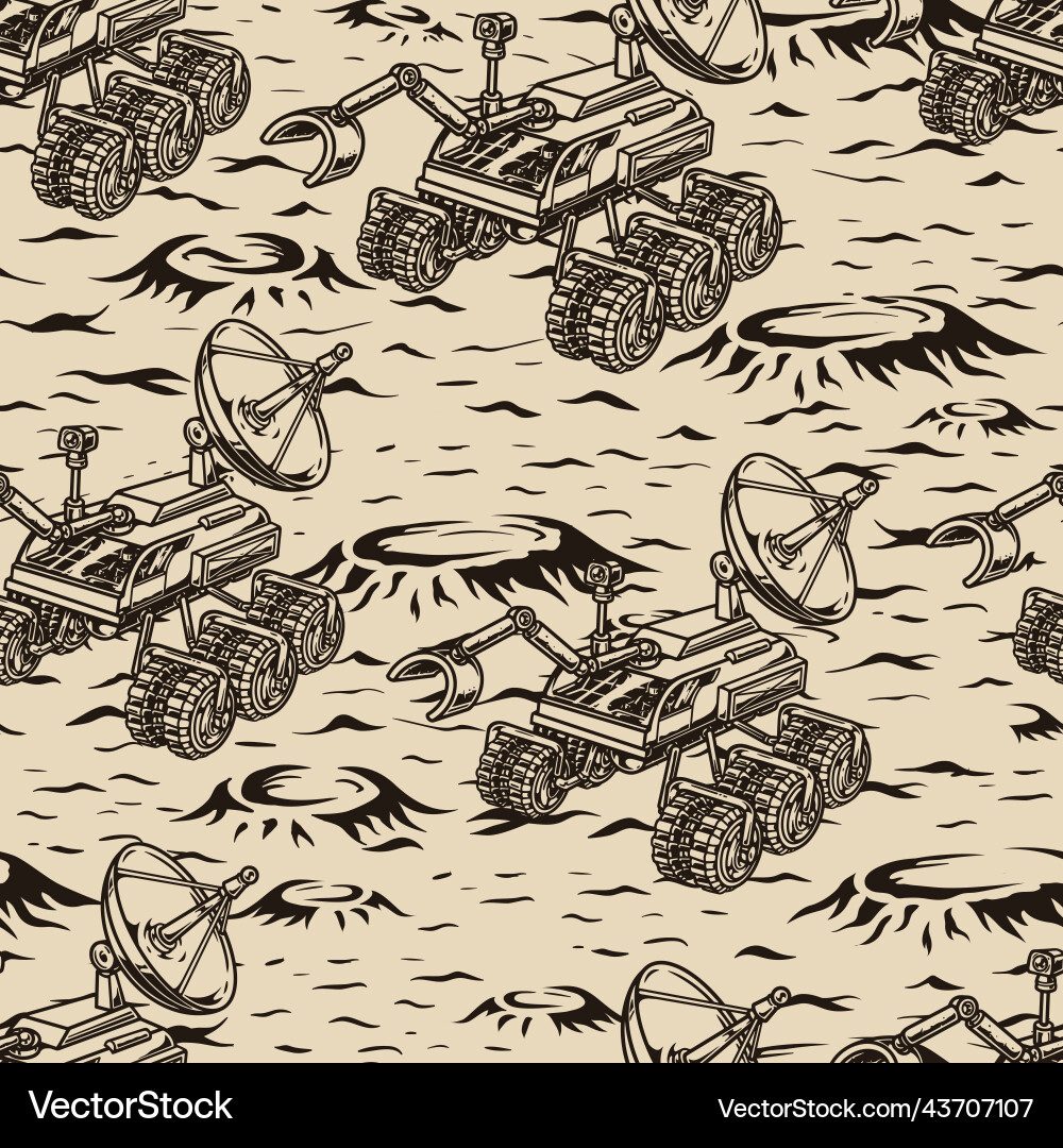 Space mission monochrome pattern seamless Vector Image