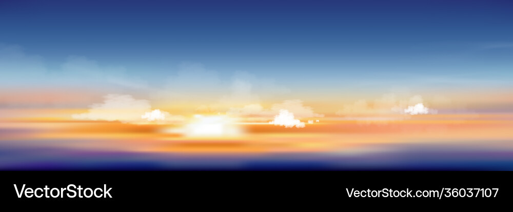 Sunset sky in evening with orange yellow Vector Image