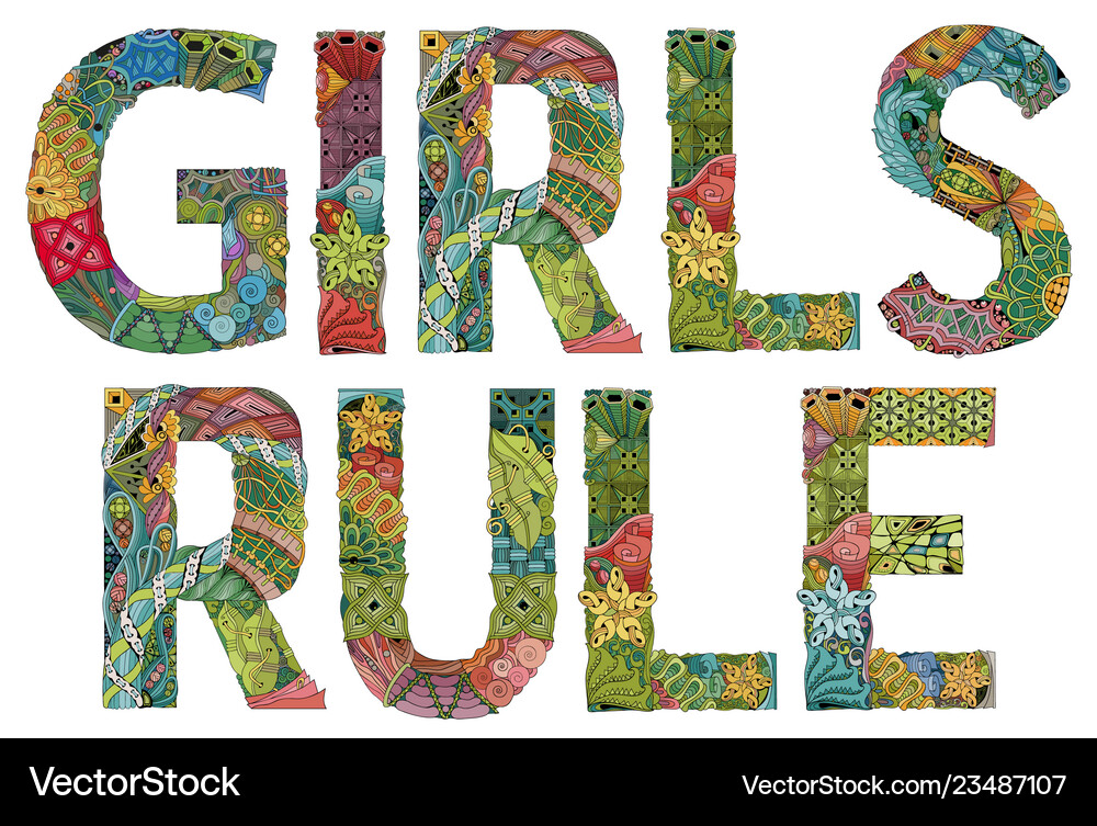 Words girls rule decorative entangle Royalty Free Vector