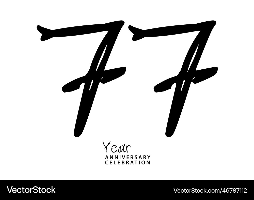 77 year anniversary celebration black color Vector Image