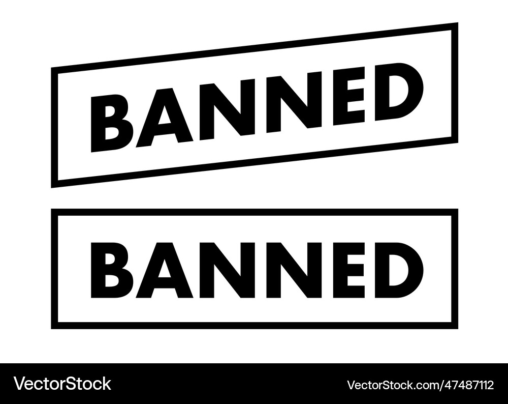 Banned sign set black color isolated Royalty Free Vector