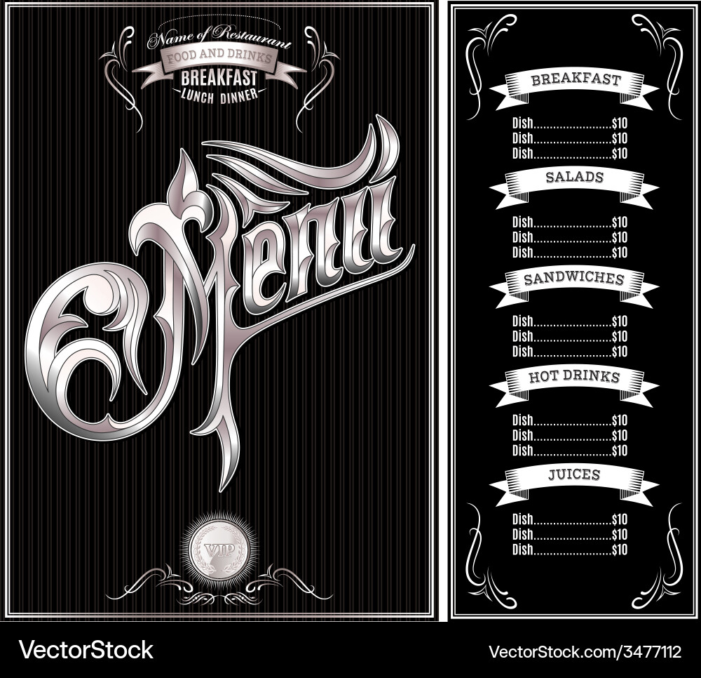Black template for the cover of menu Royalty Free Vector