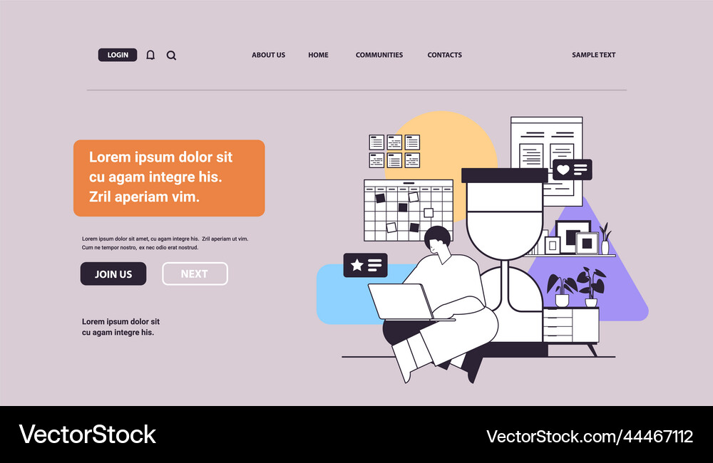 Busy businessman working or studying on laptop Vector Image