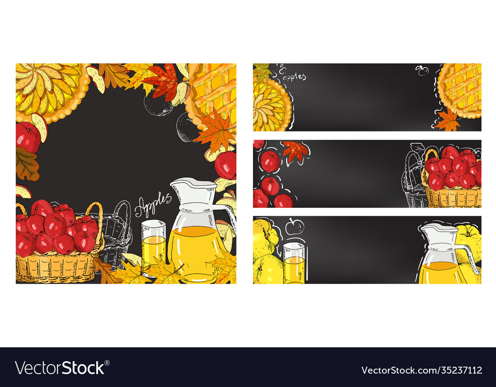 Horizontal banners with apples apple slices Vector Image