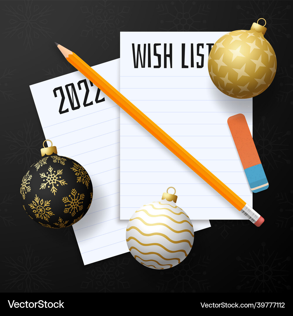 New year wish plan list goals 2022 Royalty Free Vector Image