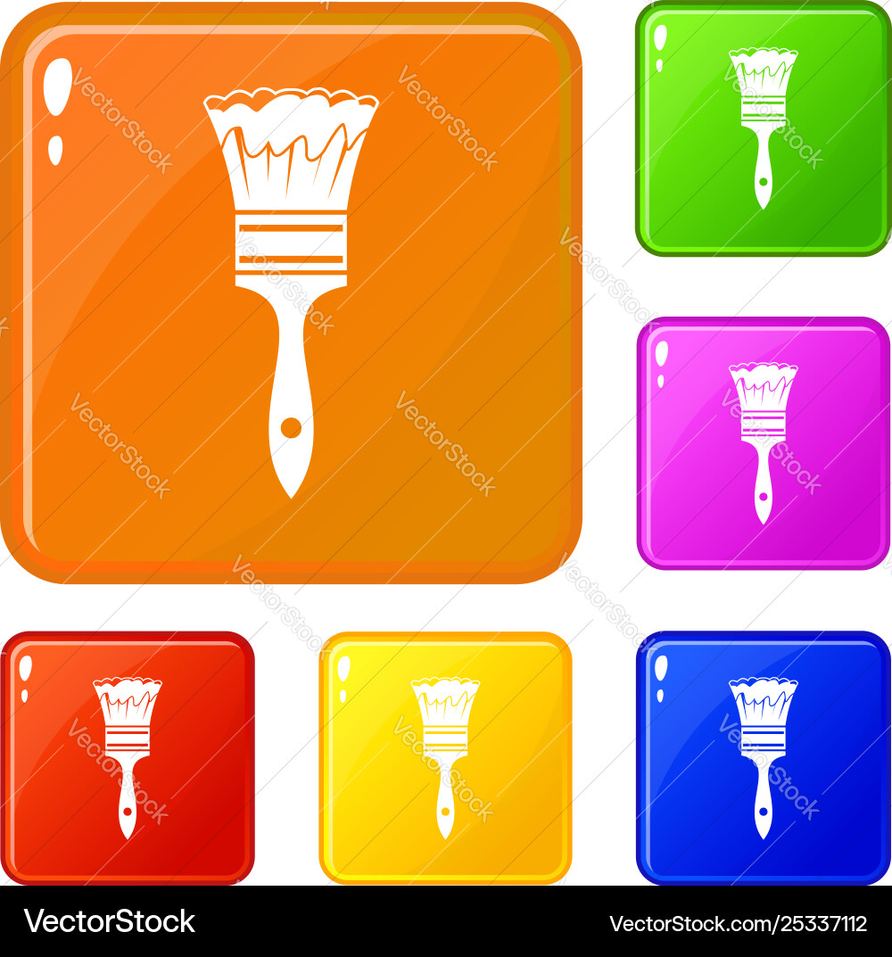 Paint brush icons set color Royalty Free Vector Image
