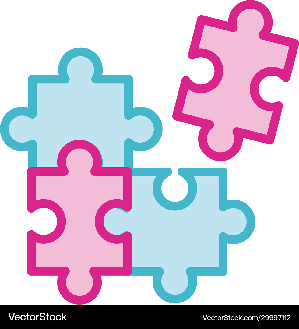 Puzzle game pieces line and fill style icon Vector Image