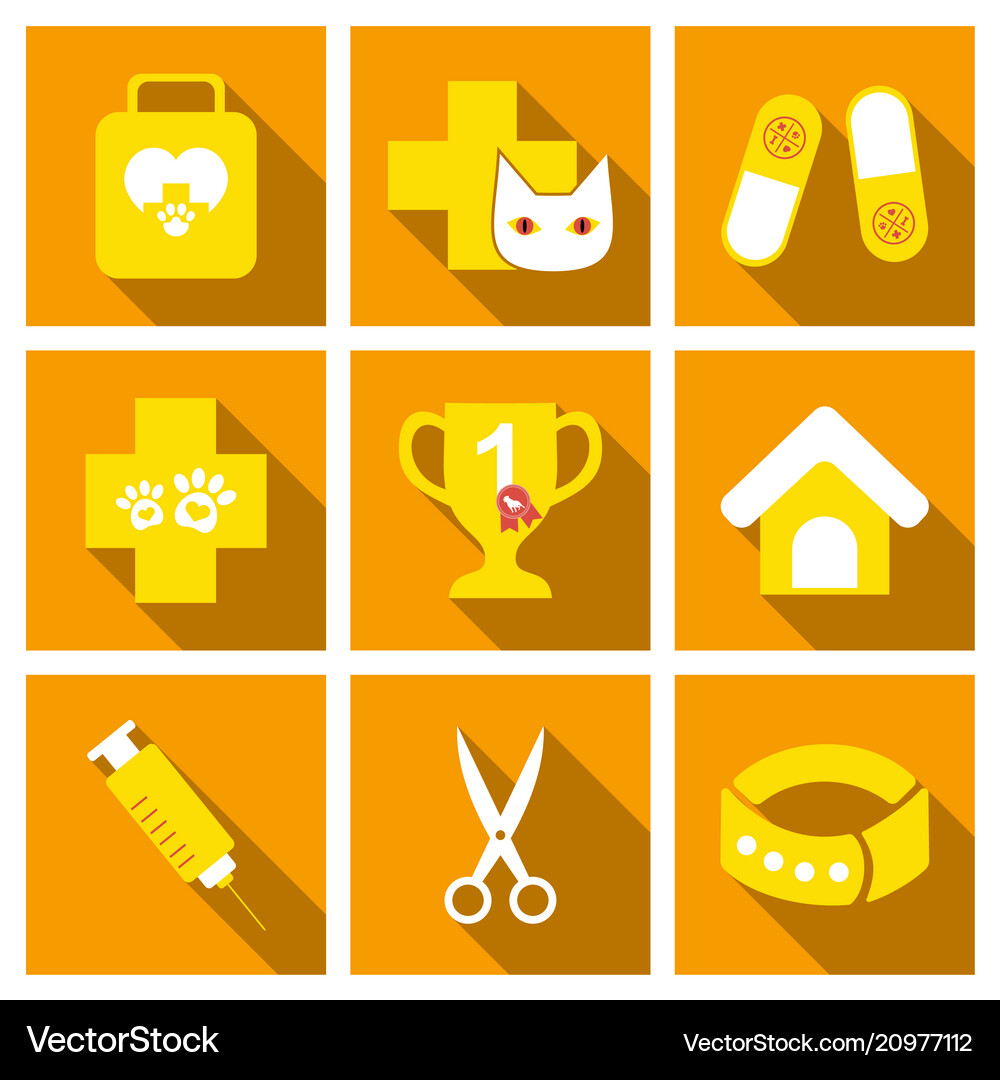 Set of flat icons veterinary science Royalty Free Vector