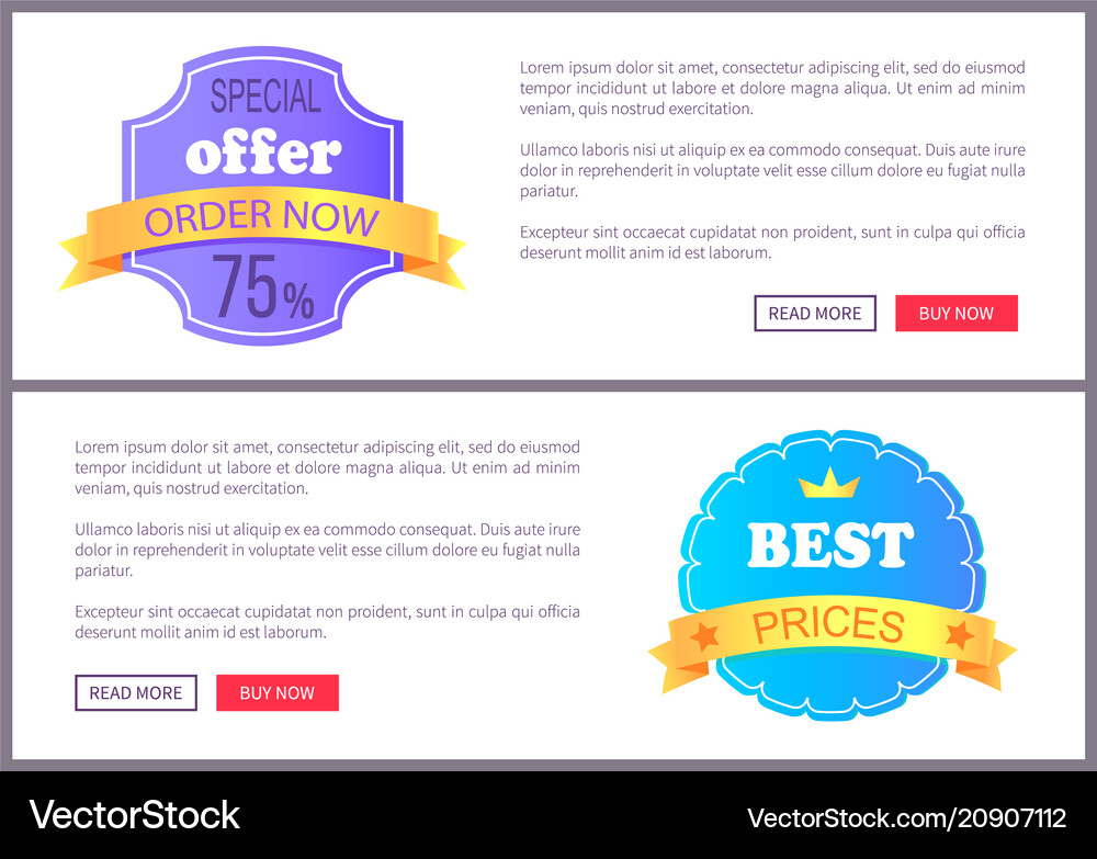 Set sale special offer order now web poster Vector Image