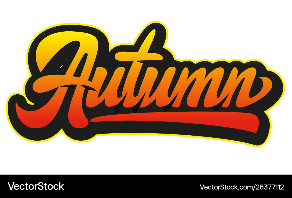 With calligraphic inscription autumn Royalty Free Vector