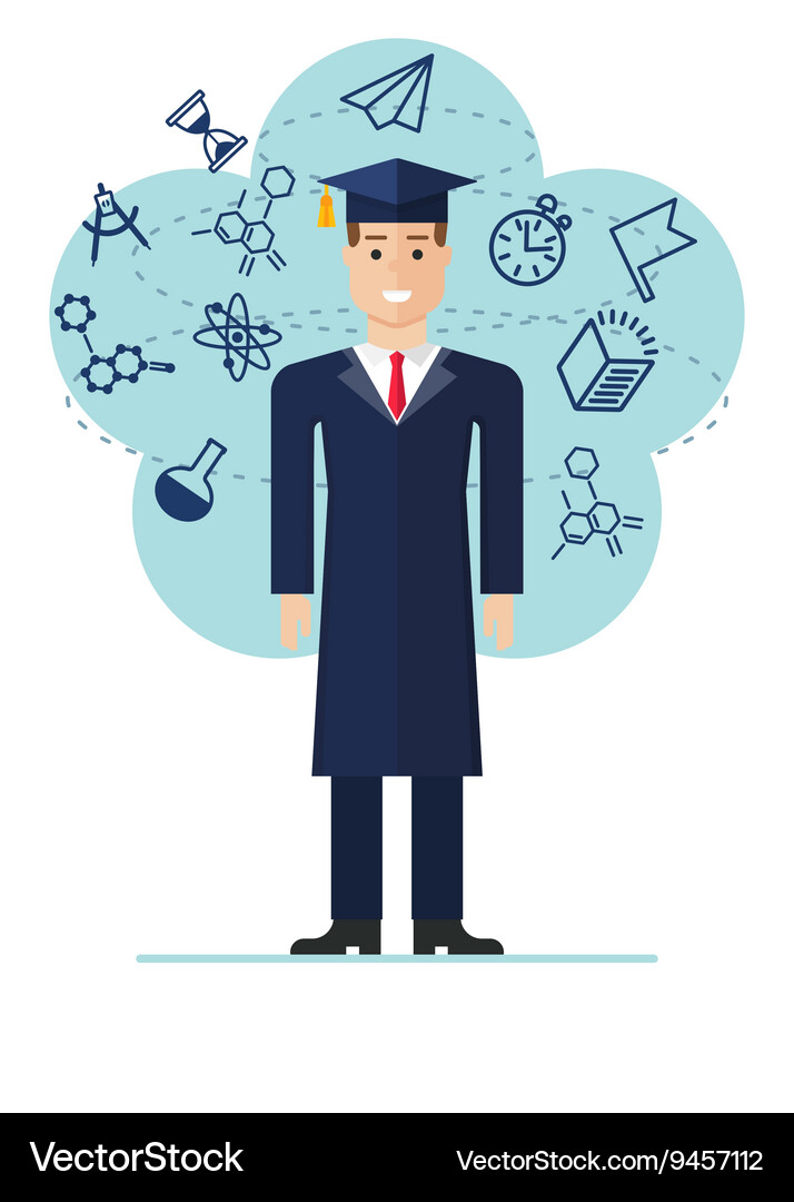 Young student graduate Royalty Free Vector Image