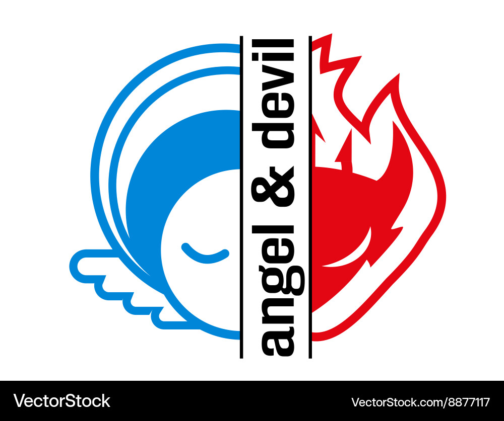 Angel and devil logo icon and avatar outlined Vector Image