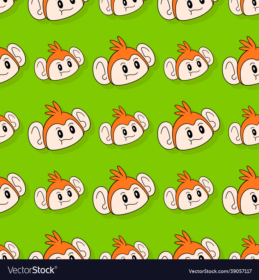Animal monkey cute seamless repeat pattern Vector Image