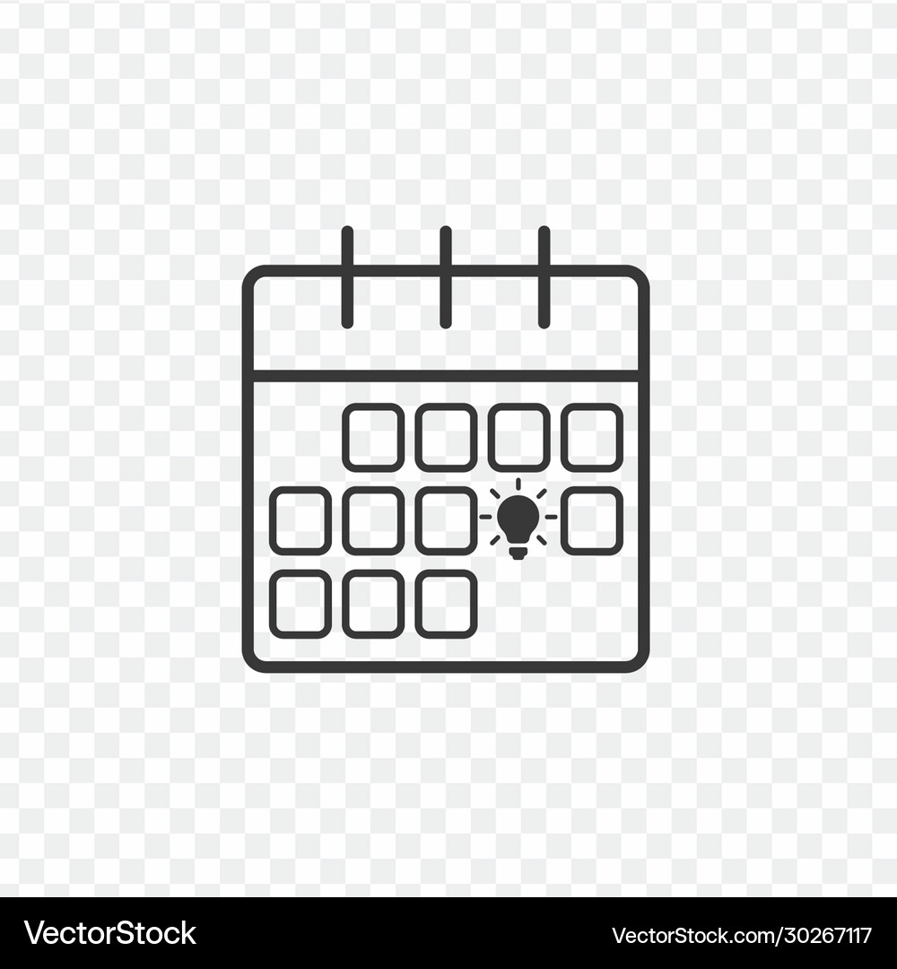 Calendar icon with light bulb day idea concept Vector Image