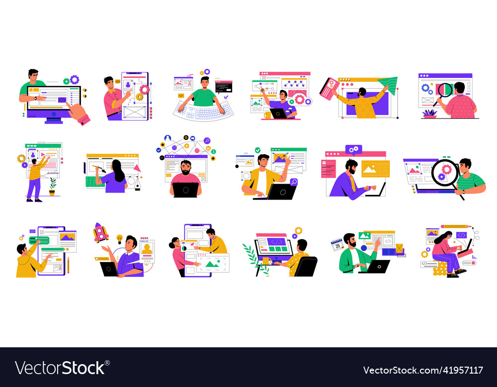 Coders and programmers application development Vector Image