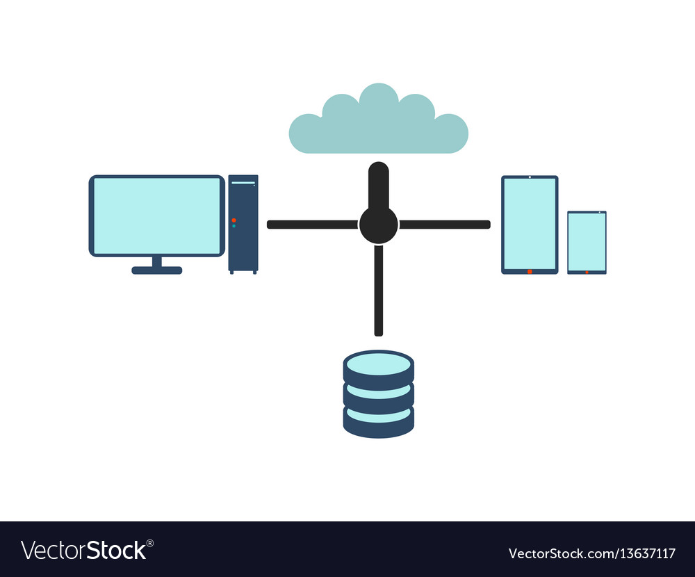 Computer network flat Royalty Free Vector Image