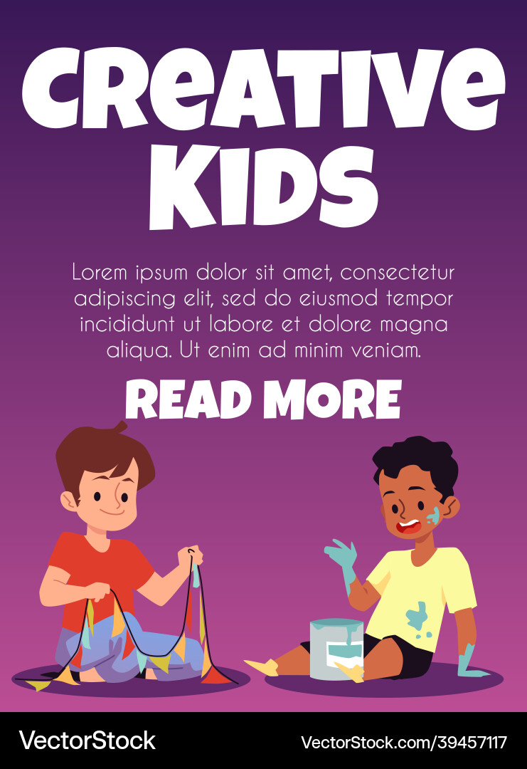 Creative kids banner with children crafting Vector Image