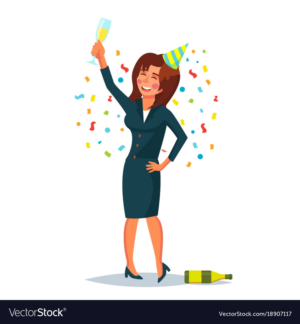 Drunk Business Woman Corporate Party Royalty Free Vector