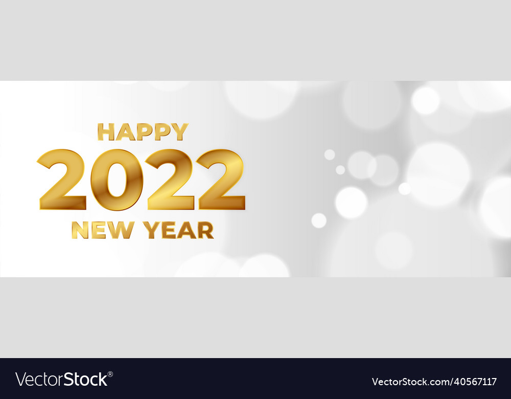 Happy new year 2022 golden text bokeh banner Vector Image Happy new year 2022 golden text bokeh banner Vector Image